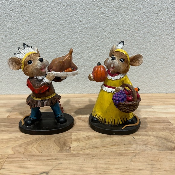 Holiday | Vintage Pilgrimnative American Mice Set Thanksgiving Feast 5 ...